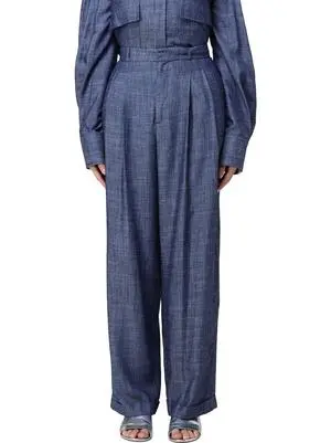 Peuterey Linen Blend Palazzo Pants - Blue