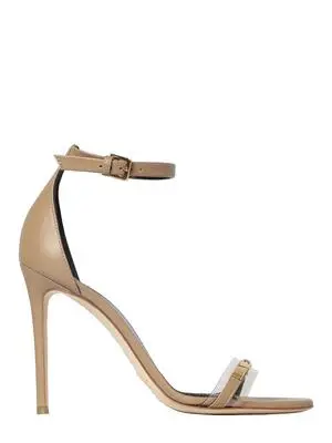 Elisabetta Franchi Leather High Heel Stiletto Sandals - Beige