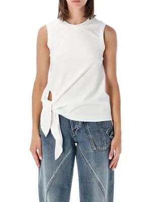 JW Anderson JW Anderson Sleeveless Asymmetrical Cotton Top With Tie Details White