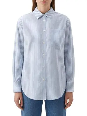 Woolrich Striped Button-up Shirt - Gnawed Blue