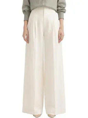 Brunello Cucinelli Linen Blend Wide-leg Trousers - Ivory
