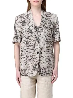 Pinko Short Sleeve Snake Print Blazer - Beige