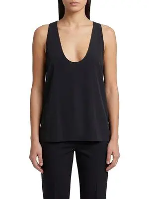 ARMARIUM Stretch Silk V-neck Top - Black