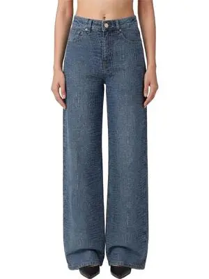 SELF-PORTRAIT Crocodile Print Wide-leg Jeans - Multicolor