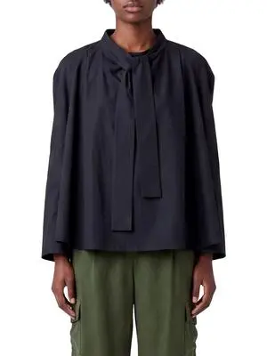 LEMAIRE Lemaire Cotton Silk Blouse With Scarf Detail Black