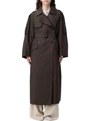 Max Mara Double Breasted Cotton Blend Trench Coat - Green
