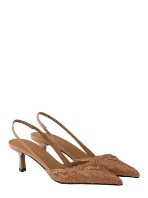Prada Leather Slingback Pumps - Neutral