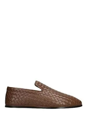 Bottega Veneta Intrecciato Leather Slippers - Tan