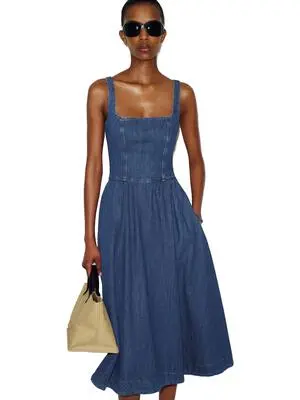 REFORMATION Janu Denim Midi Dress - Blue