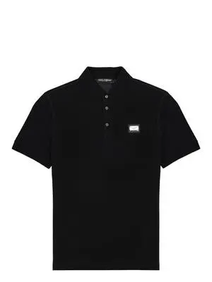 Dolce & Gabbana Polo Con Patch Logo Black