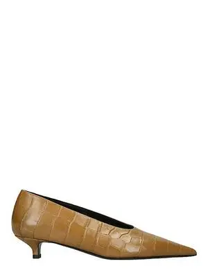 TOTEME Leather Kitten Heel Pumps Tan