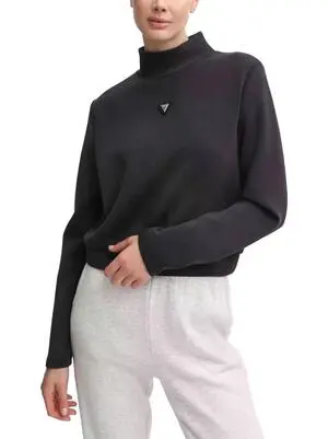 Guess Funnel-neck Sweatshirt With Triangle Logo - Black