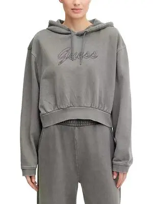 Guess Logo-embroidered Hoodie - Grey