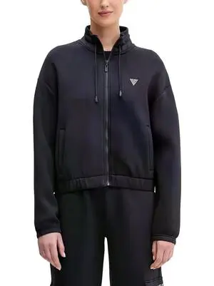Guess Embellished-logo Zip-up Sweatshirt - Black