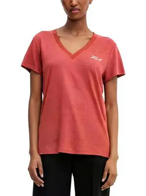 Karl Lagerfeld Logo-detail T-shirt - Red