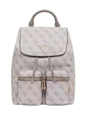 Guess Manhattan Monogram Flap Backpack Neutrals
