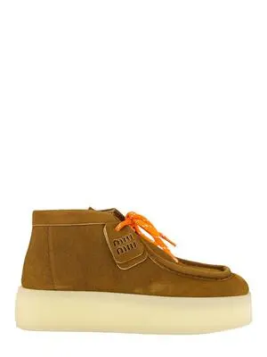 Miu Miu Platform Suede Ankle Boots - Brown