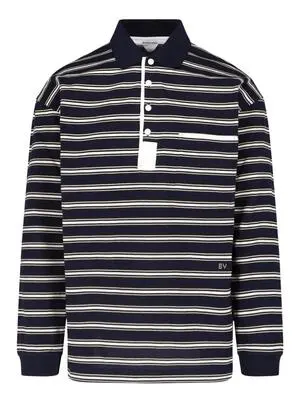 Bottega Veneta Striped Polo - Blue