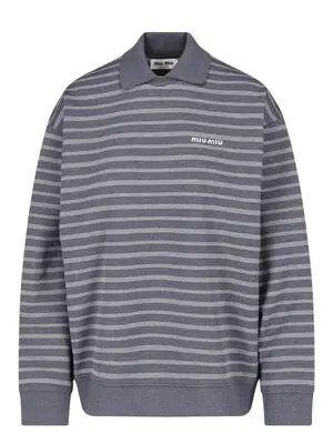 Bottega Veneta Striped Polo - Gray