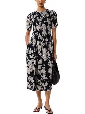 Whistles Shadow Floral Midi Dress - Navy/multi