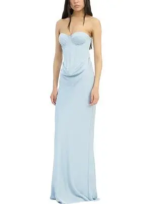ROTATE BY BIRGER CHRISTENSEN Rotate Satin Corset Maxi Dress Plein Air