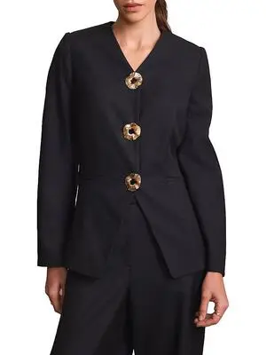 Mint Velvet Wool Blend Sculpted Jacket - Blue