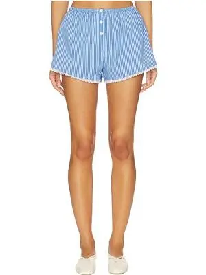 Good American Poplin Pull On Boxer Shorts - Blue & White Stripe