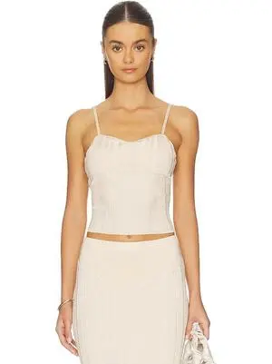 FLEUR DU MAL Rib Darted Cami Top - Tahini