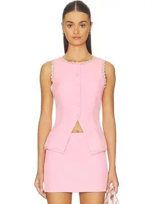 MORE TO COME Monica Button-front Taffeta Top - Pink