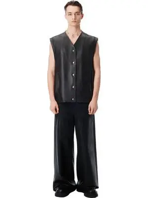 Alexander Wang Boxy Moto Leather Vest - Black