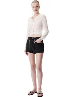 Alexander Wang Crystal Hotfix Drawcord Short - Grey Aged