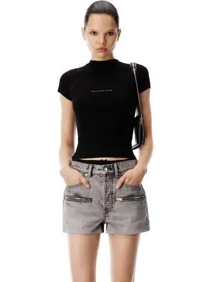 Alexander Wang Textured Logo Crewneck Top - Black
