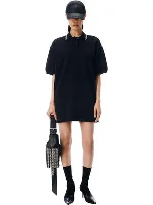 Alexander Wang Relaxed Polo Cotton Minidress - Black
