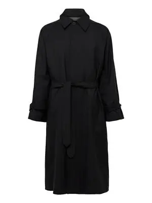 STOFFA Belted Wool Trench Coat - Black