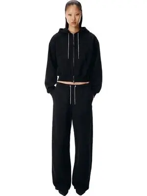 Alexander Wang Crystal Hotfix Drawcord Sweatpant - Black
