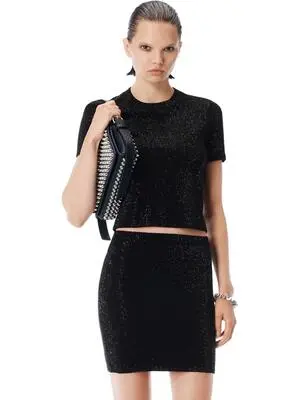 Alexander Wang Wool-Blend Hotfix Logo Tee Black