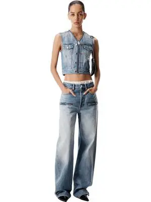 Alexander Wang Zipper Denim Vest - Authentic Light Indigo