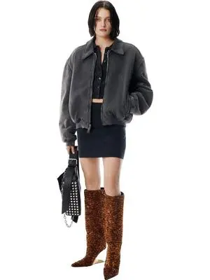 Alexander Wang Wool-Blend Mini Skirt With Logo Patch Charcoal