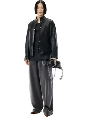 Alexander Wang Glossy Leather Moto Jacket - Black