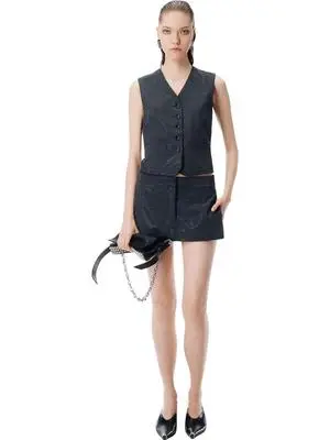 ALEXANDER WANG Alexander Wang Crystal Hotfix Wool Mohair Skort