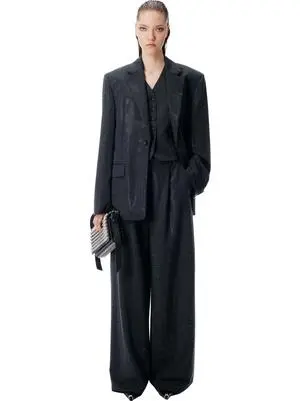 Alexander Wang Crystal Hotfix Oversized Boxy Blazer - Grey