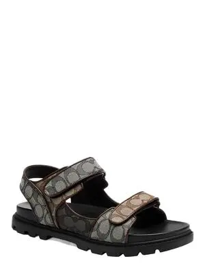 COACH Signature Jacquard Double Strap Sandal Deep Blue Multi