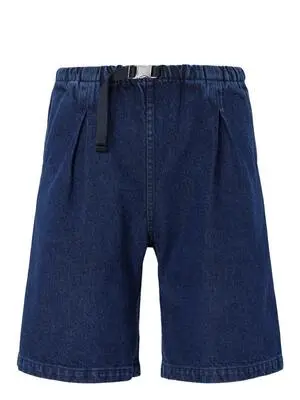 MONITALY Wide-leg Pleated Denim Shorts - Blue