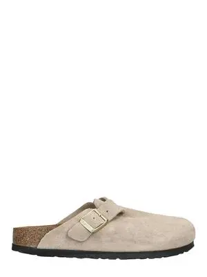 BIRKENSTOCK Suede Boston Clogs - Beige