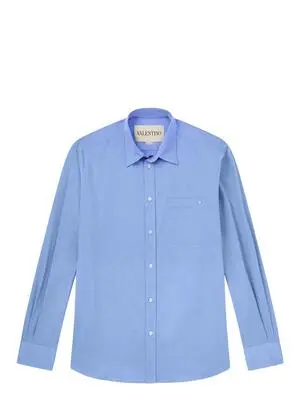 Valentino Garavani Vgold Cotton-poplin Shirt - Blue