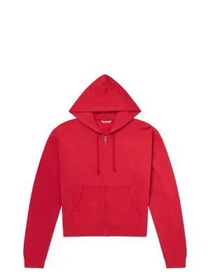 Auralee Cotton, Wool, And Silk-blend Zip-up Hoodie - Red