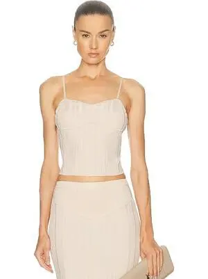 FLEUR DU MAL Rib Darted Cami Top - Tahini
