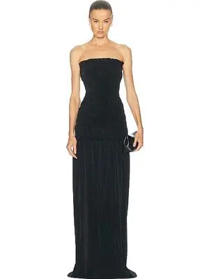 Atlein Strapless Long Dress - Black