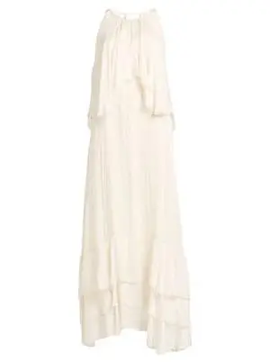 KAOS Ivory Viscose Silk Maxi Dress - White