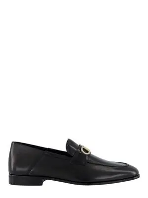 FERRAGAMO Leather Moccasin Loafers - Grey
